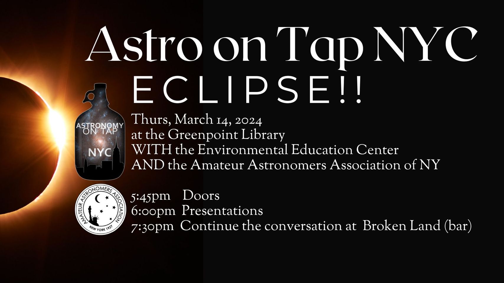 Eclipse Science with Astronomy on Tap – Amateur Astronomers Association